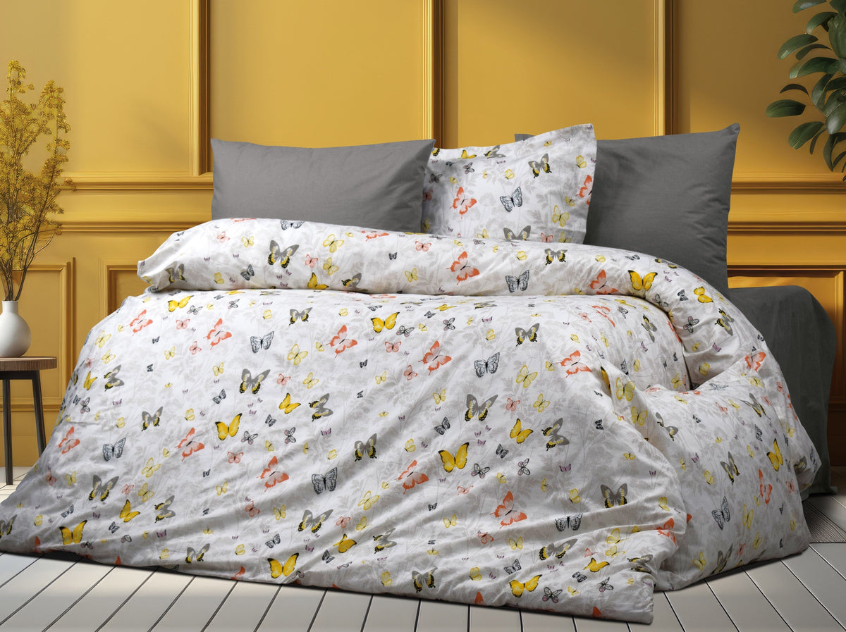 Пеперуди - жълти | 100% памук Ранфорс | НЕД - спално бельо | Ned Bed Linen